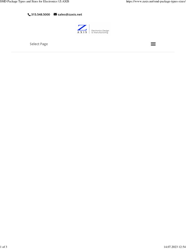 SMD Package Types and Sizes For Electronics - Z-AXIS | PDF ...