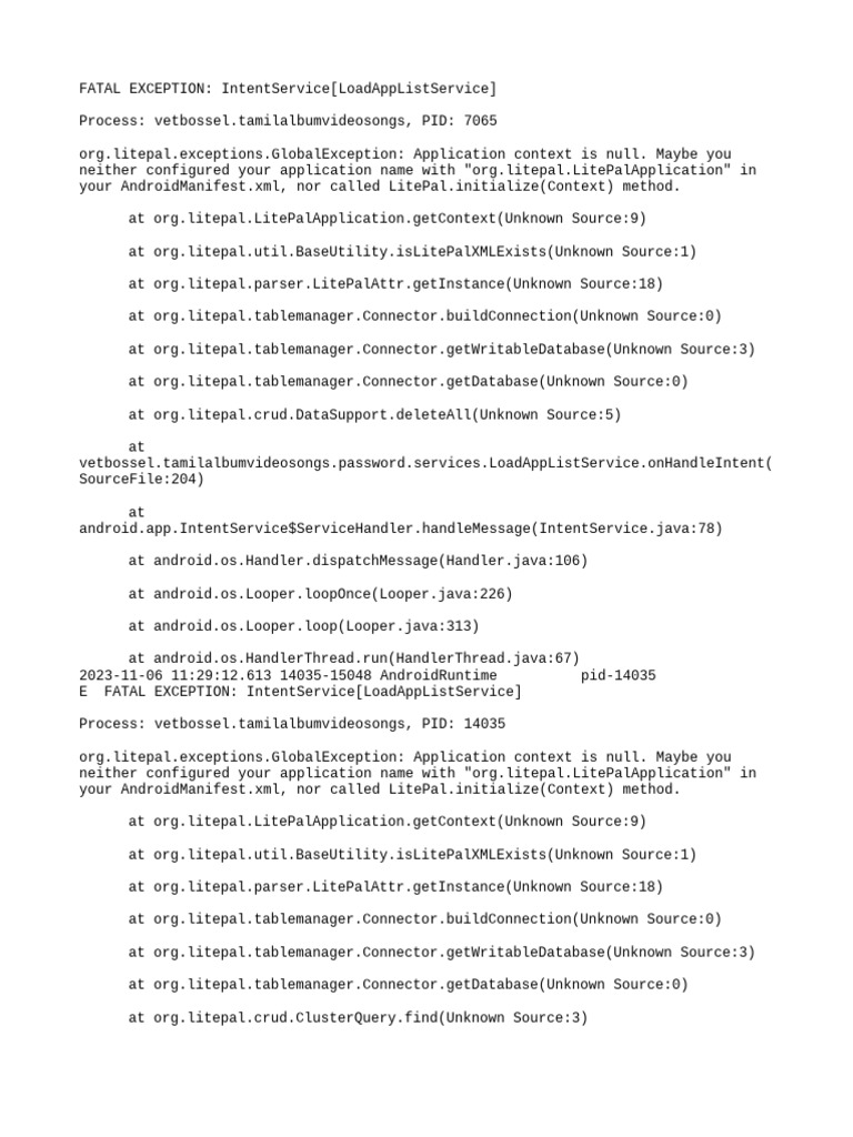 Crashes | Download Free PDF | Java (Programming Language) | Android (Operating System)
