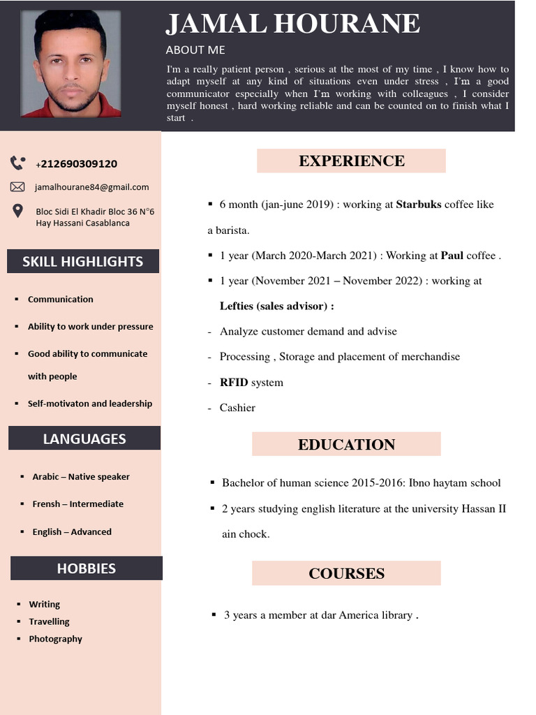 CV Jamal Hourane Officiel | PDF