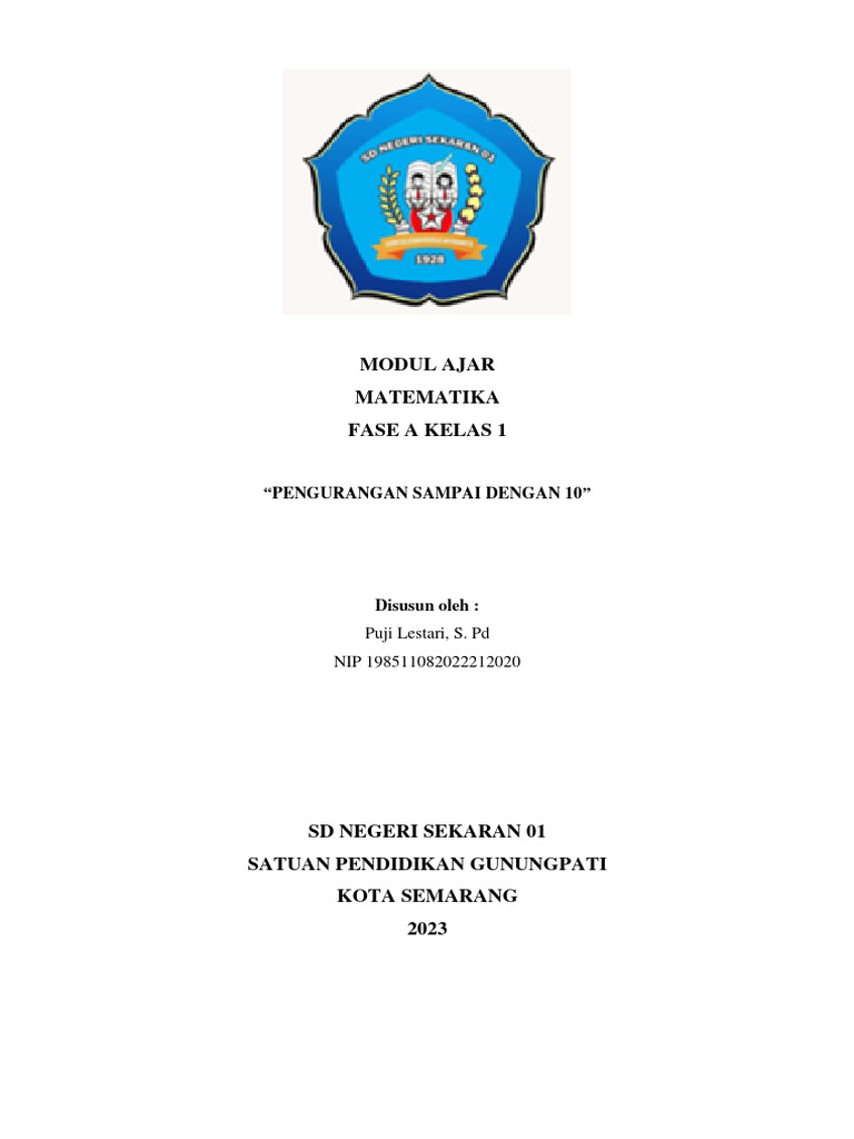 Modul Ajar Pengurangan Kelas 1 SD | PDF