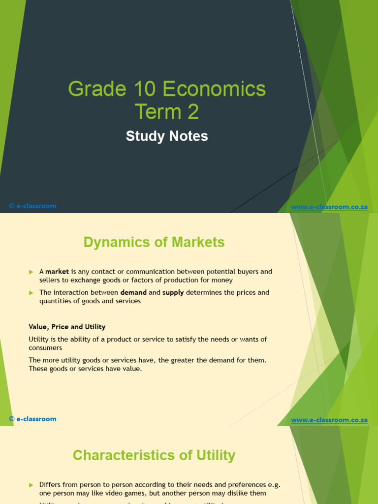 Grade 10 Economics Term 2 | PDF | Supply (Economics) | Demand