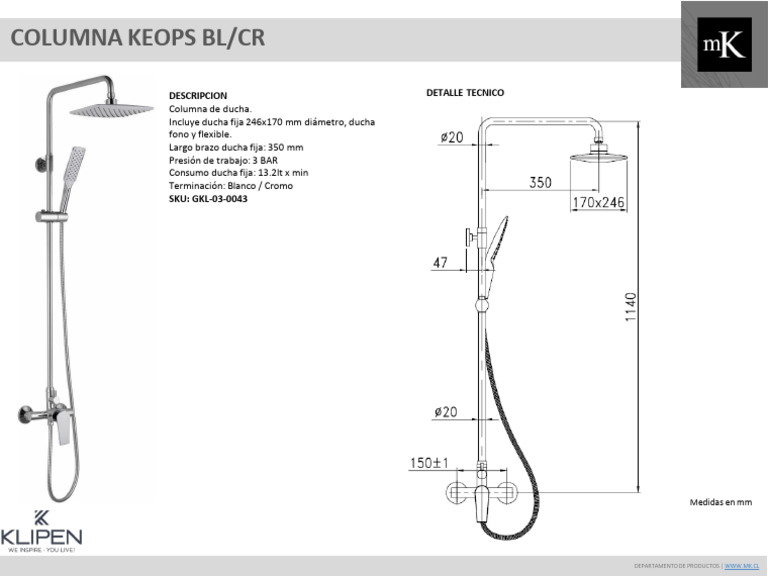 GKL-03-0043 Griferia Ducha | PDF | Tecnología