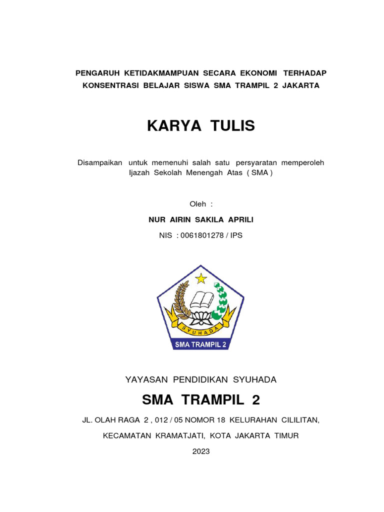 Cover Karya Tulis. | PDF