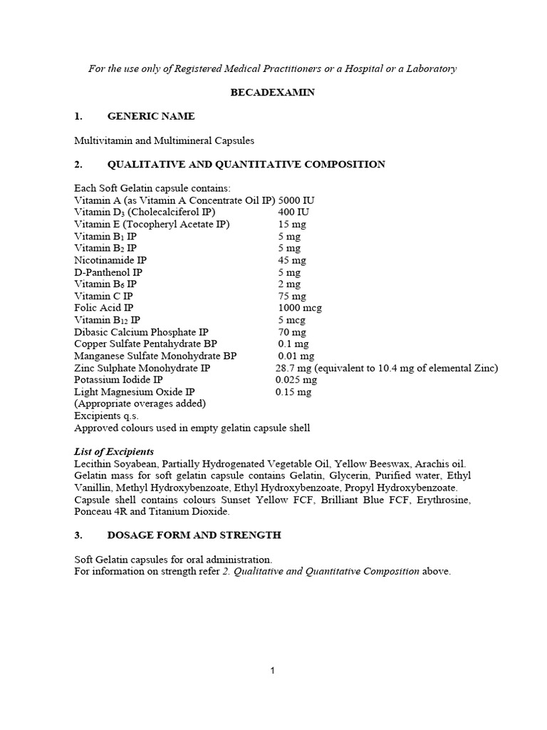 Becadexamin | PDF | Magnesium | Vitamin