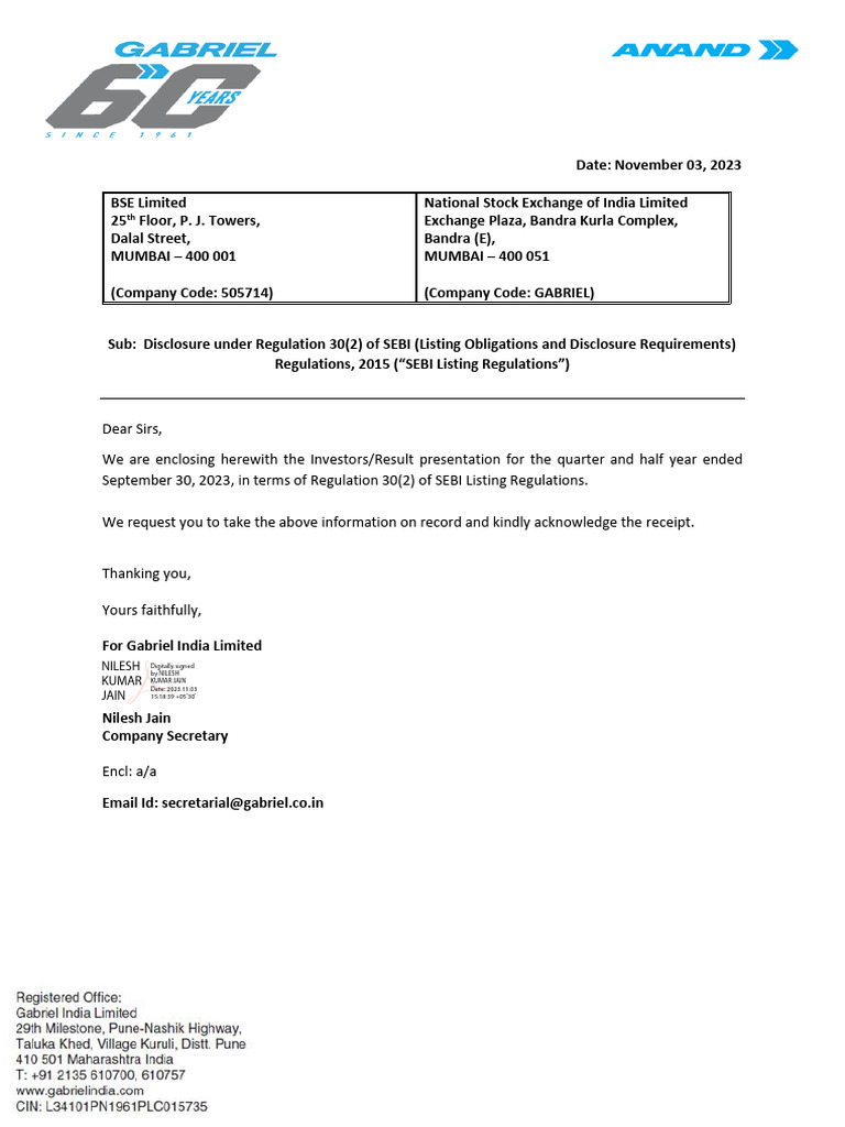 Gabriel India Investor Presentation Q3 2022 Official | PDF | Balance ...