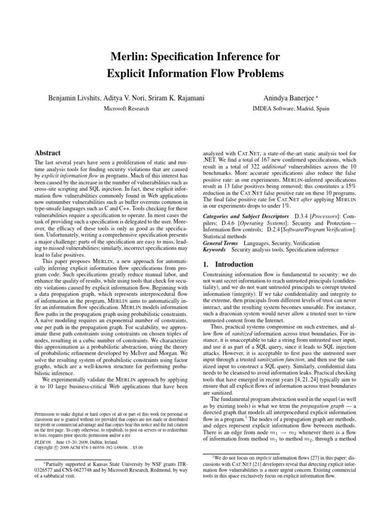 Merlin Static Analysis | PDF | Computing | Theoretical Computer Science