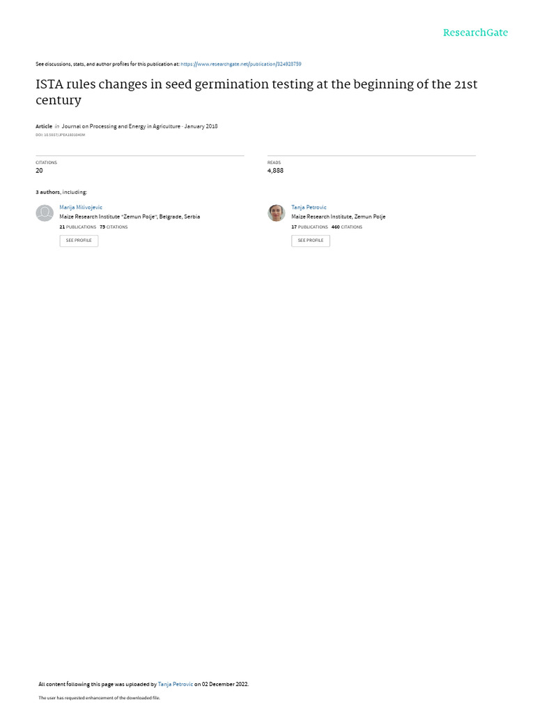 ISTA Rules Changes in Seed Germination Testing at | PDF | Plants | Botany