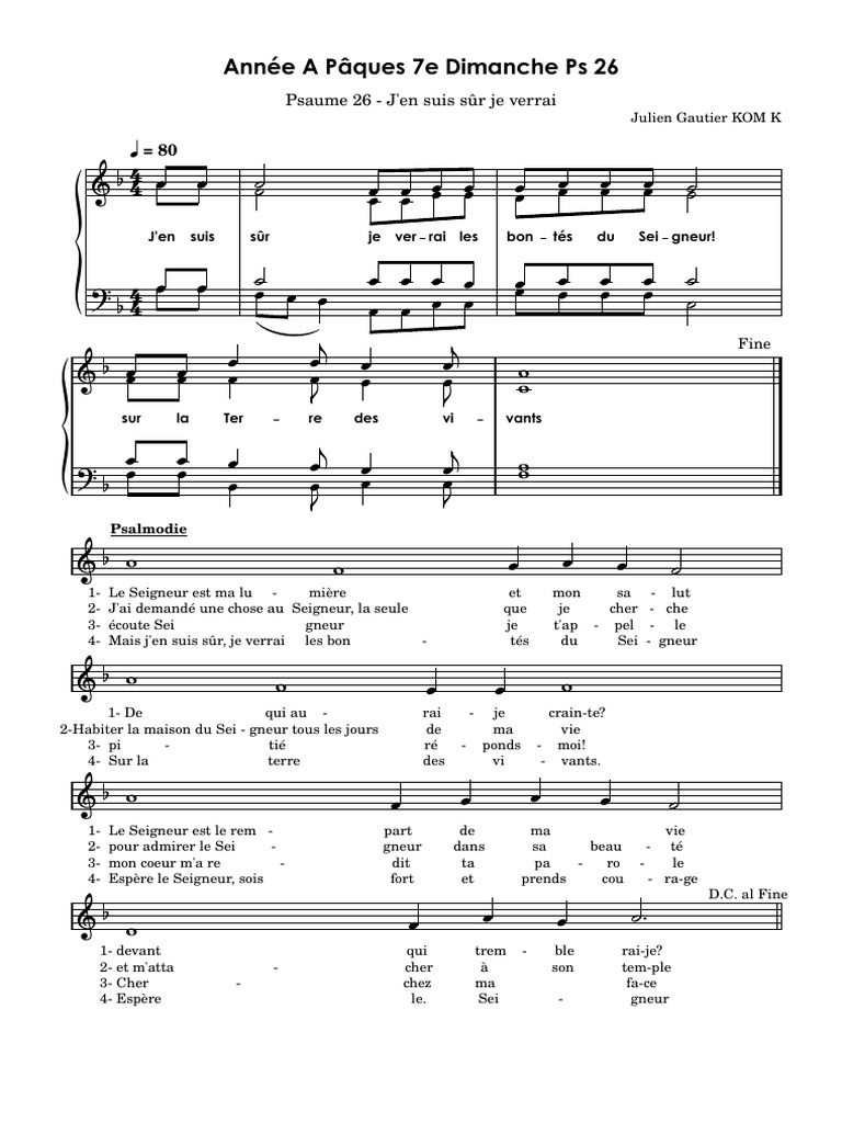 Psaume 26 : Espérer en le Seigneur | PDF