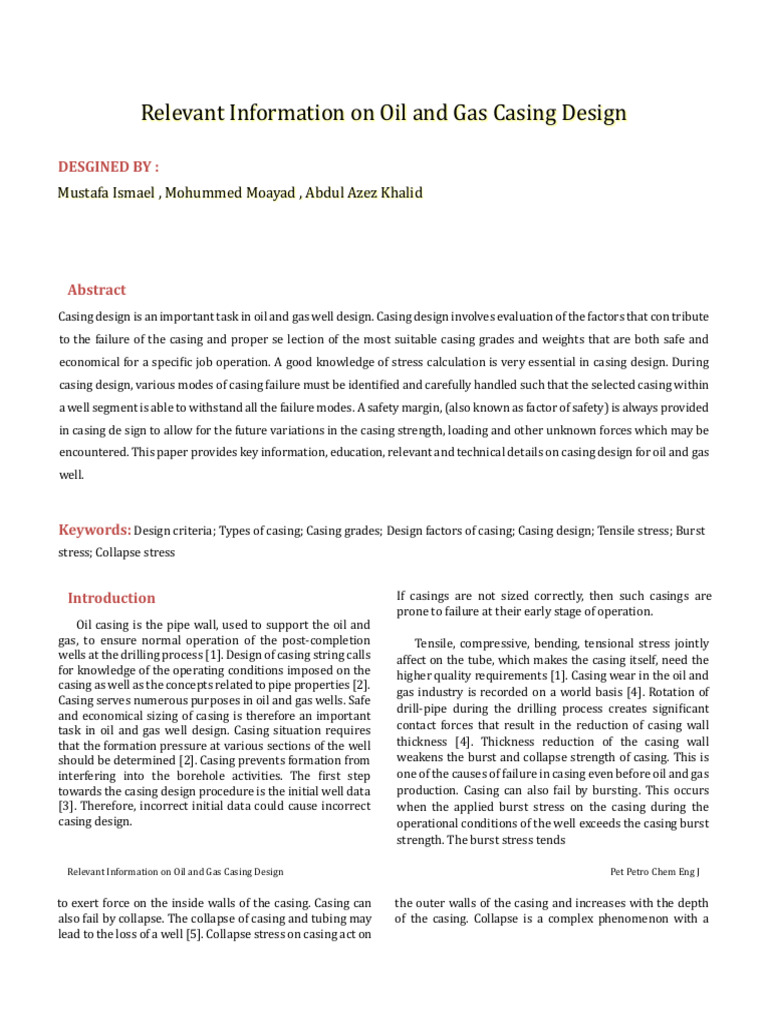 Casing Design | PDF | Casing (Borehole) | Strength Of Materials