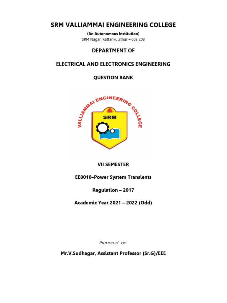 Ee8010 Power System Transients 1 | PDF | Electrical Network | Applied ... Ee8010 Power System Transients 1 | PDF | Electrical Network | Applied ...