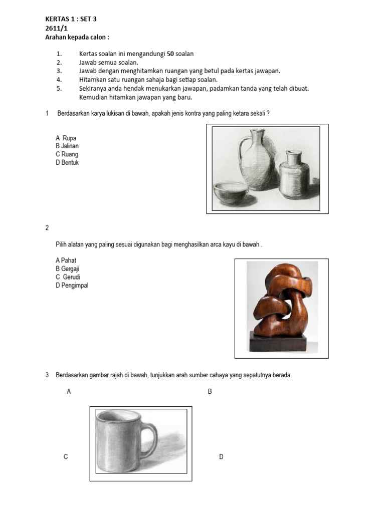 Soalan Teori Seni SET 3 (K1 PSV SPM) | PDF | Seni