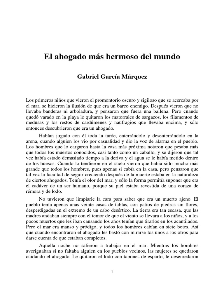 El Ahogado Más Hermoso Del Mundo-García Márquez | PDF