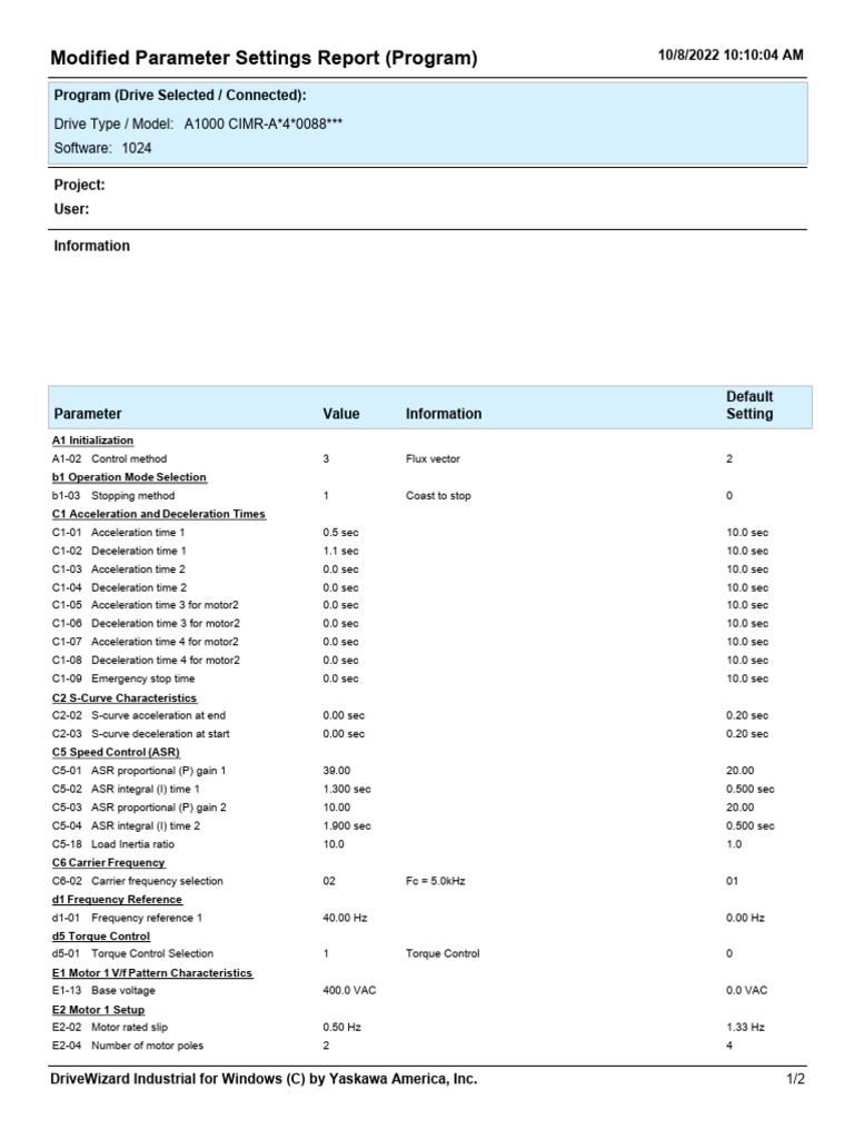 A1000 Polar Parameters | PDF | Acceleration | Alternating Current
