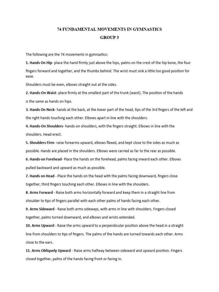 74 Basic Gymnastic Positions (Group3) | PDF | Anatomical Terms Of ...