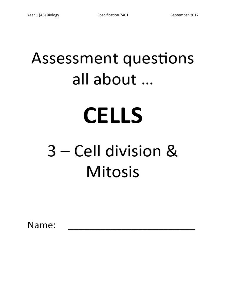 Cells - 3 V2 (Division & Mitosis) | PDF | Mitosis | Meiosis