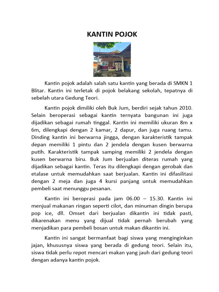 Kantin Pojok | PDF