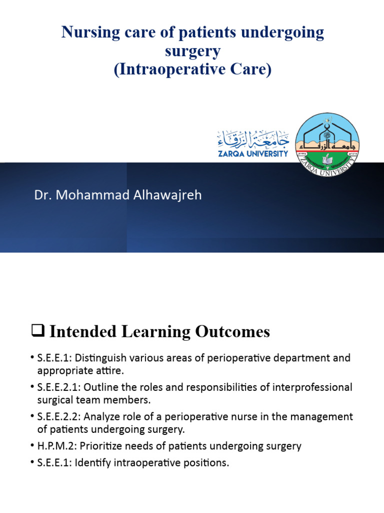 Ch. 18. Intra-operative Nursing Care | PDF | Anesthesia | Surgery