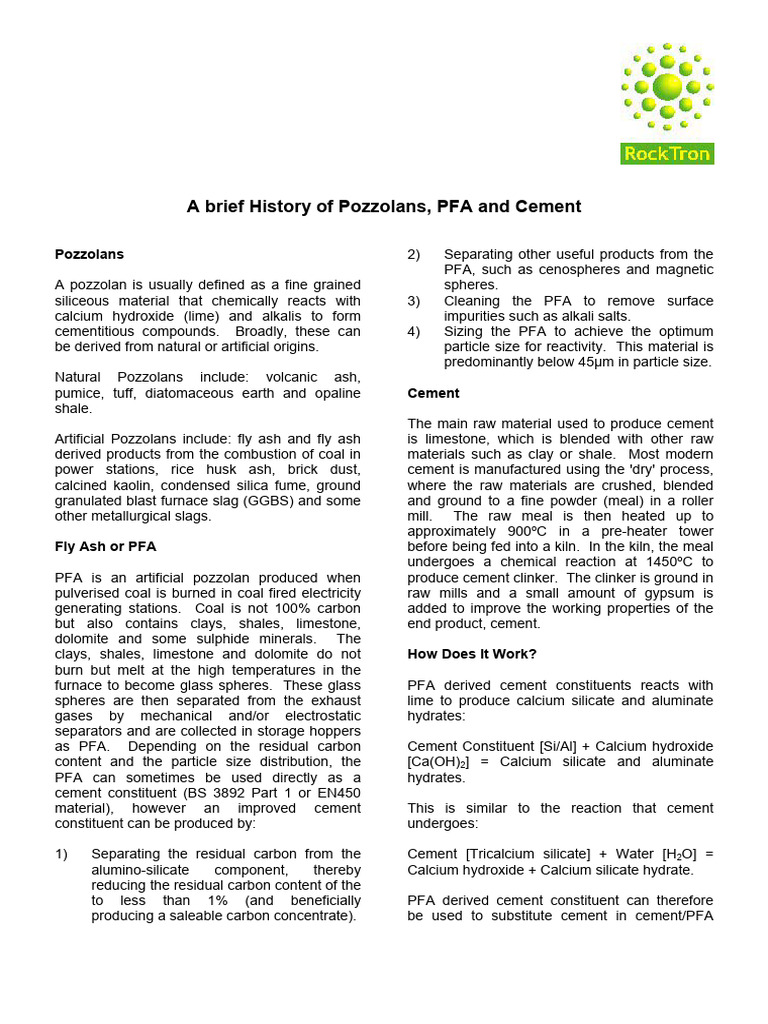 A Brief History of Pozzolans, PFA and Cement | PDF | Cement | Concrete