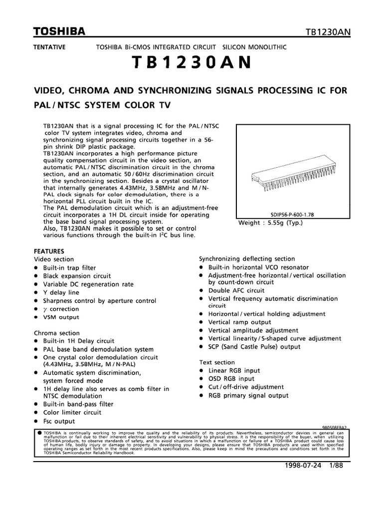 TB1230AN Multi System Synchonization IC Datasheet | PDF