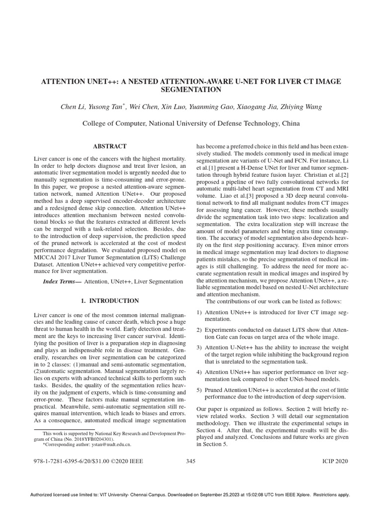 Attention Unet A Nested Attention-Aware U-Net For Liver CT Image Segmentation | PDF | Image ...