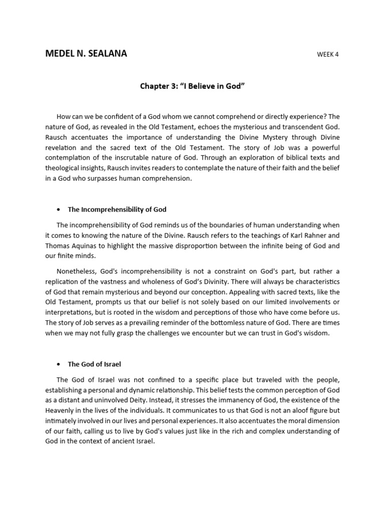 Chapter 3 Book Report and Reflection | PDF | God | Faith