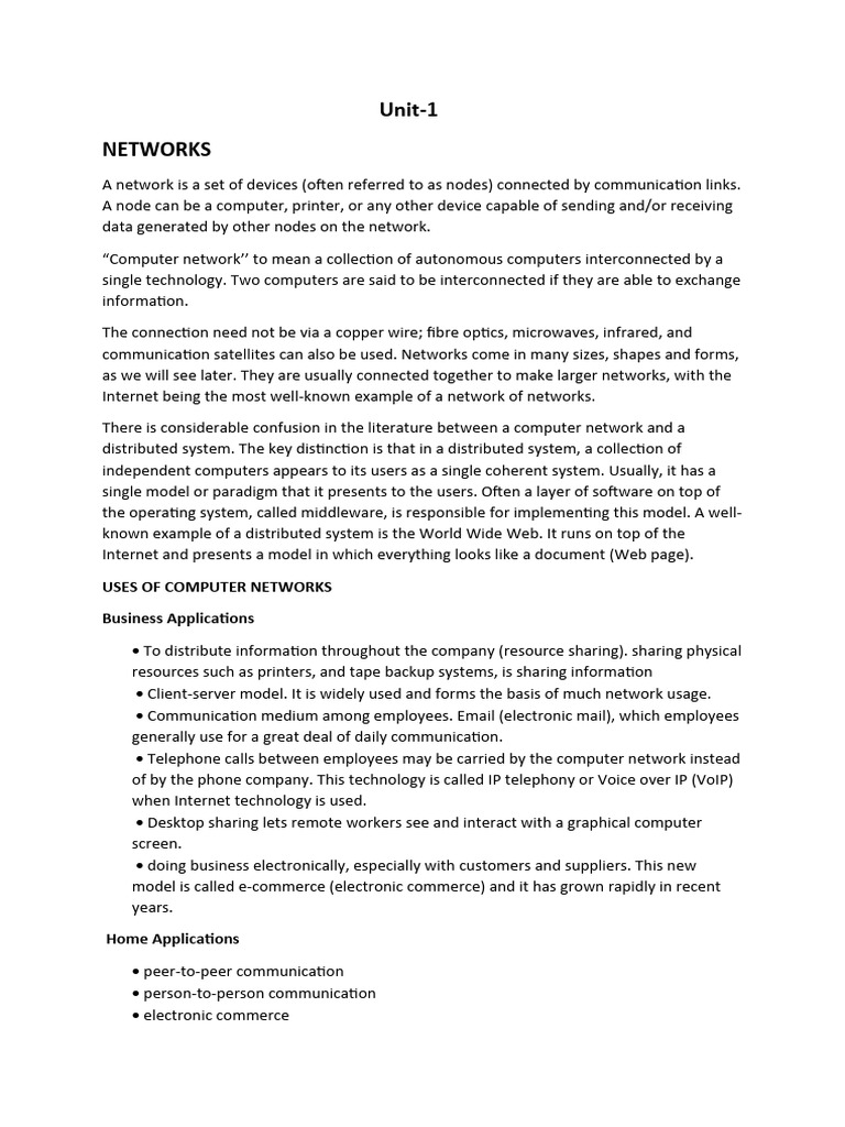 CN (Unit 1) | PDF | Computer Network | Network Topology