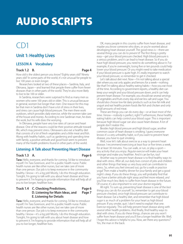 Audio Scripts-Unit 1-Unit 6 | PDF | Allergy | Cowboys