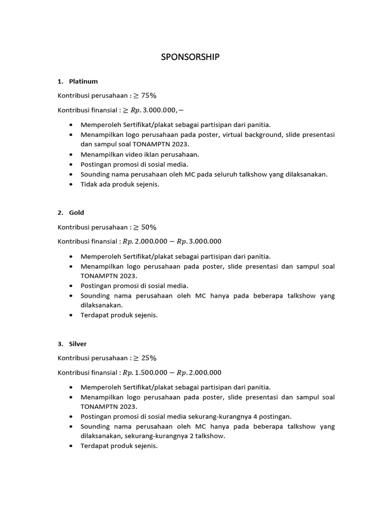 Paket Sponsorship Edutour ITB 2023 | PDF | Bisnis