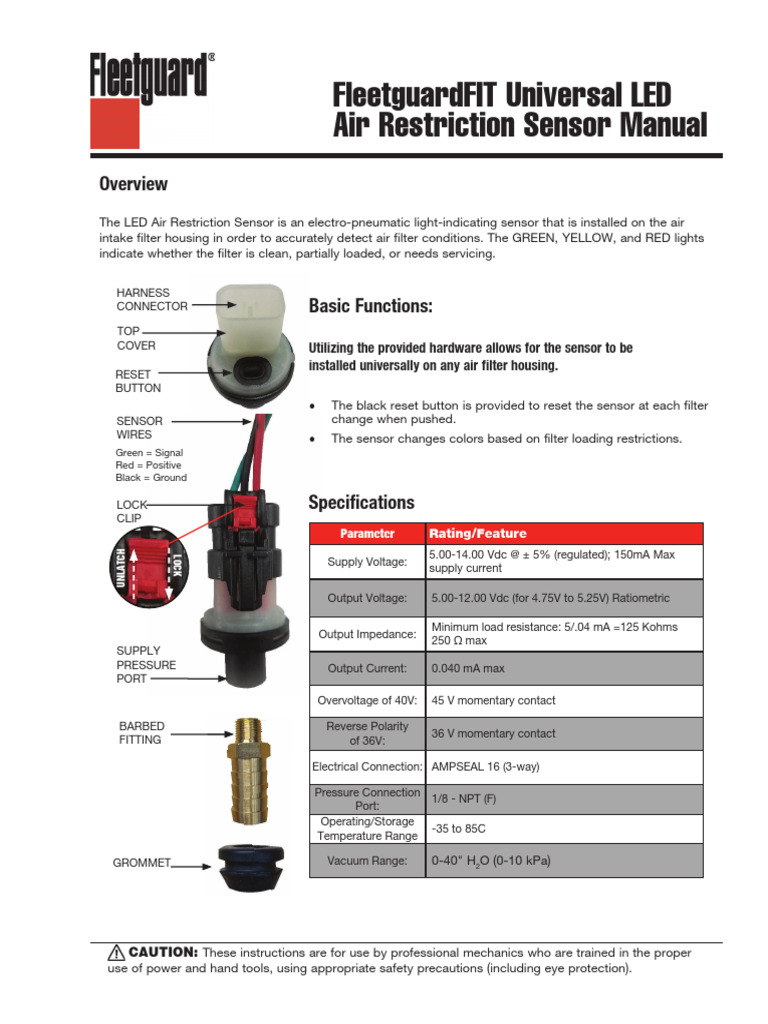 LT37080_Universal_Air_Restriction_Sensor | PDF | Electrical Connector ...