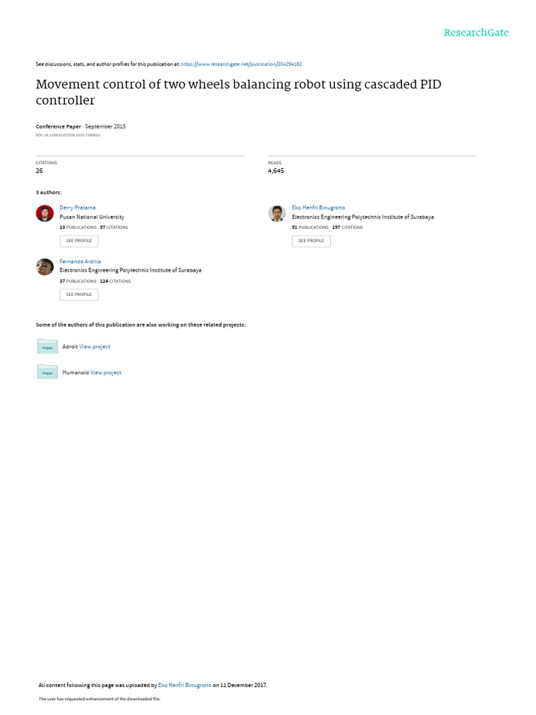 Self Balancing PID Control | PDF | Control Theory | Nonlinear System