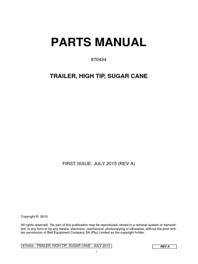 PM 870434 Trailer High Tip Sugar Cane Rev-A July 2015 | PDF | Axle ...