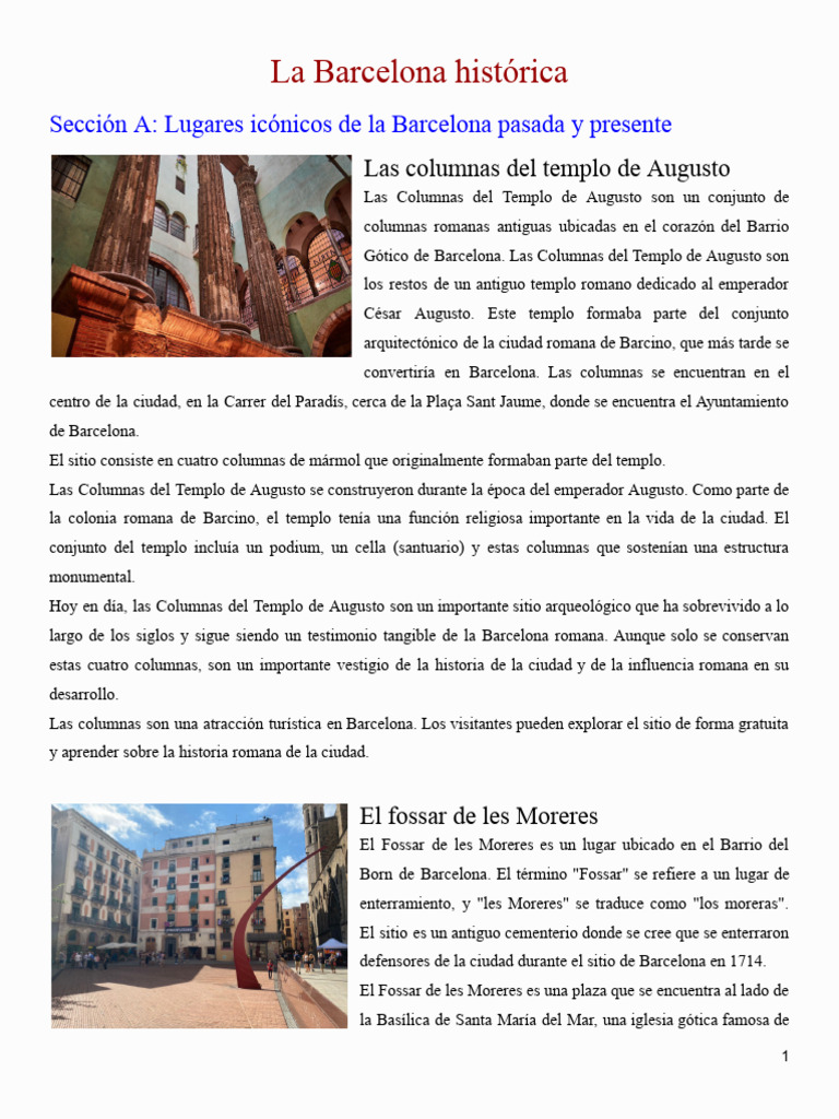 Historia y sitios emblemáticos de Barcelona | PDF | Barcelona