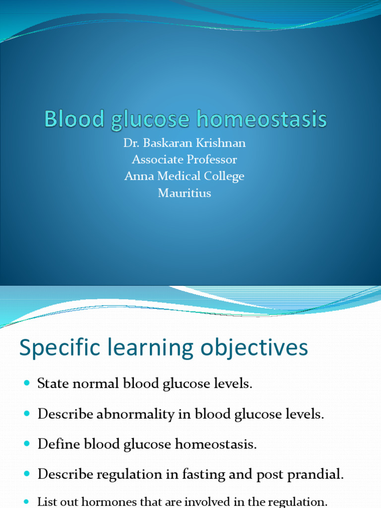 Blood Glucose Homeostasis | PDF | Glucose | Hyperglycemia
