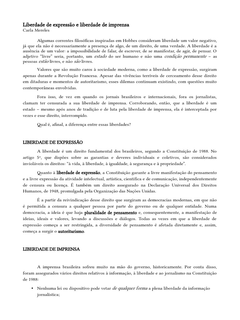 Cartaz De Liberdade De Expressao