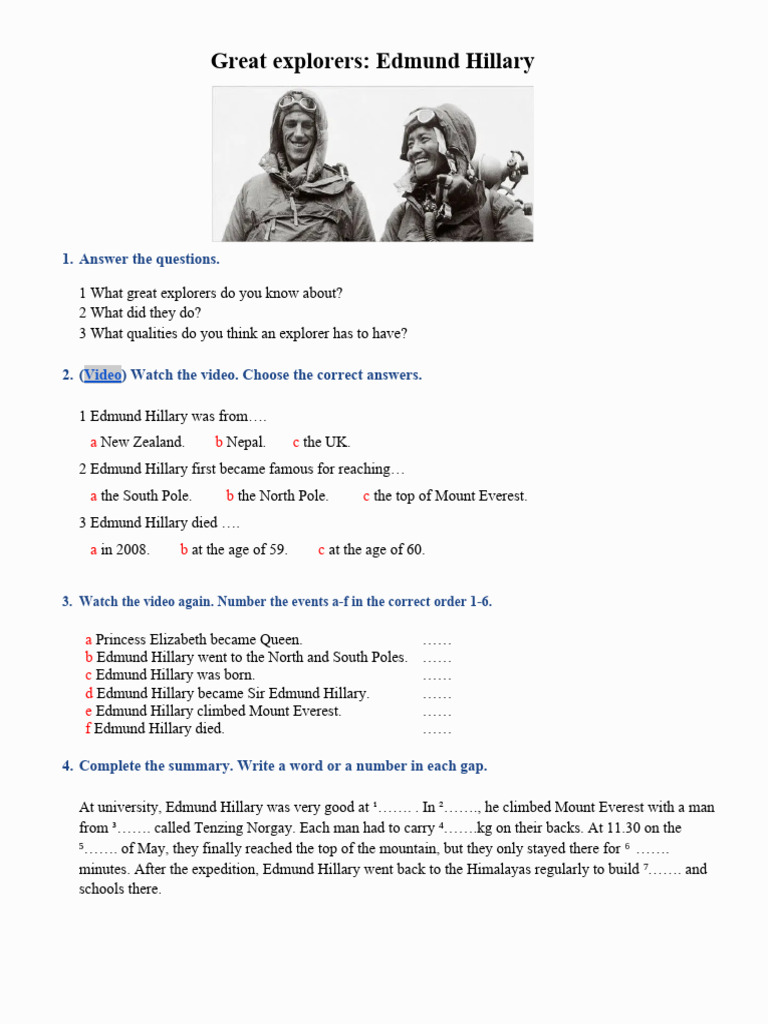 Great Explorers - Edmund Hillary | PDF | Mount Everest | Mountains Of Nepal