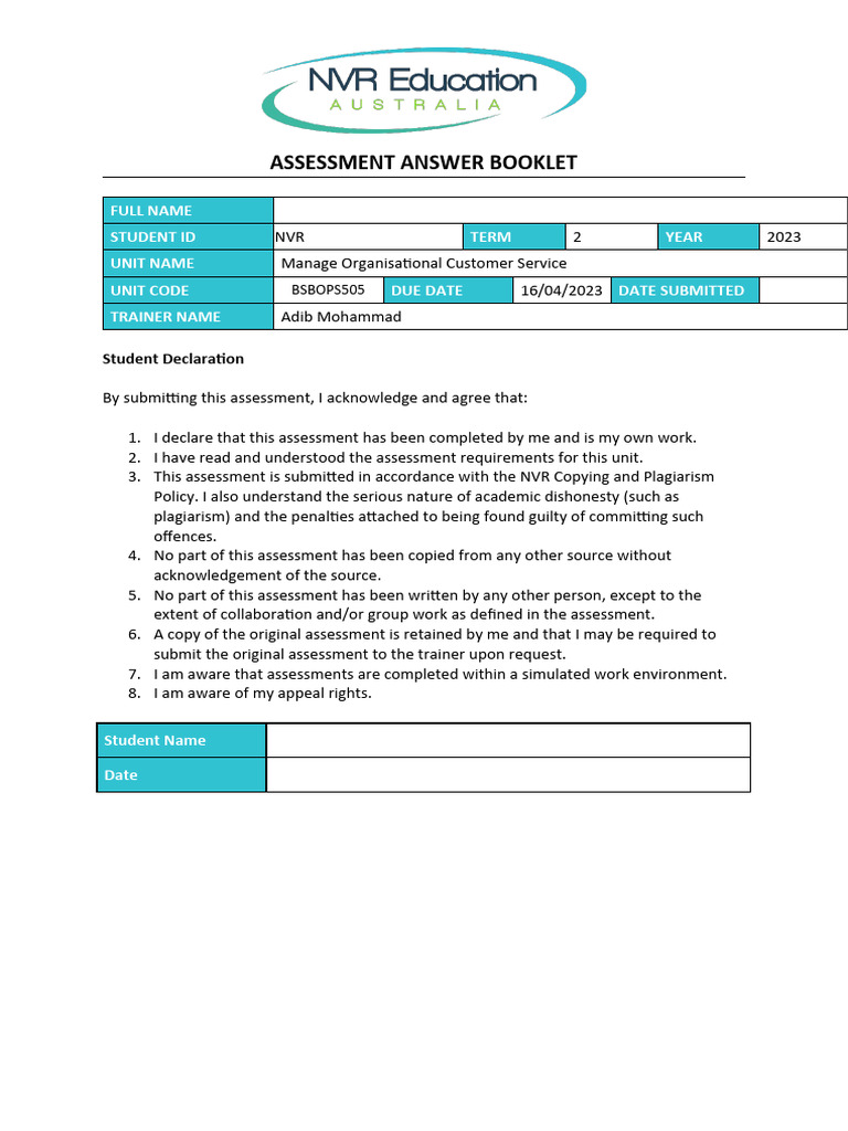 Assessment Task 1 - BSBOPS505 | PDF | Customer Relationship Management | Consumer Behaviour