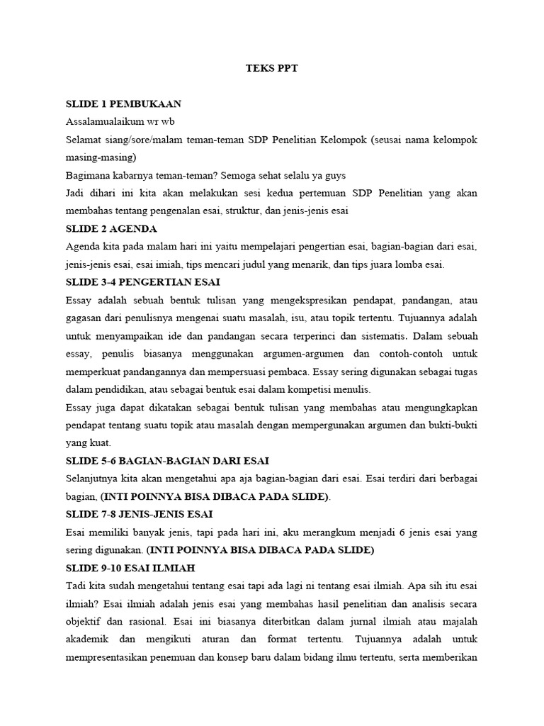 Teks Presentasi Materi 2 | PDF | Karier & Perkembangan