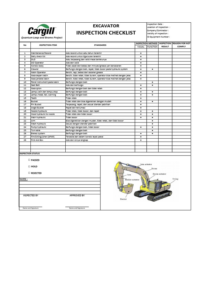 Form Inspect 06 Excavator | PDF