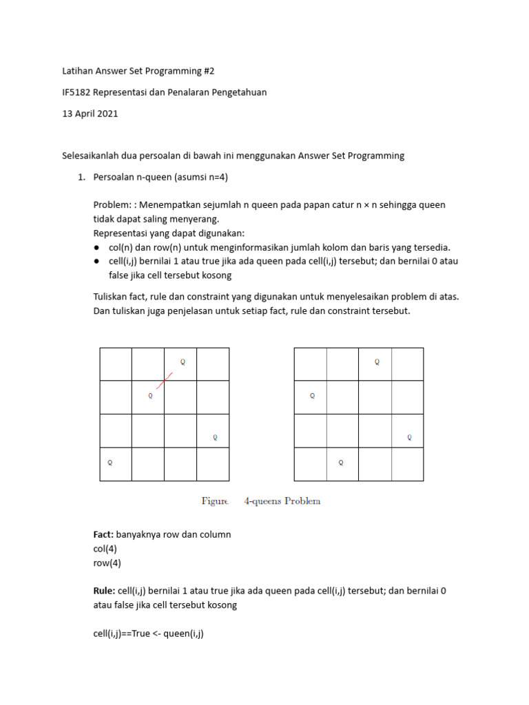 Latihan Answer Set Programming - 2 | PDF | Metode & Bahan Ajar