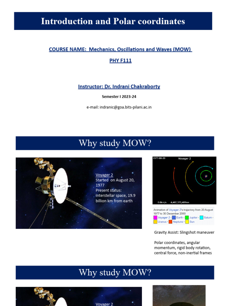 M1 - 210823 - Mechanics - Introduction and Polar Coord | PDF | Acceleration | Equations Of Motion