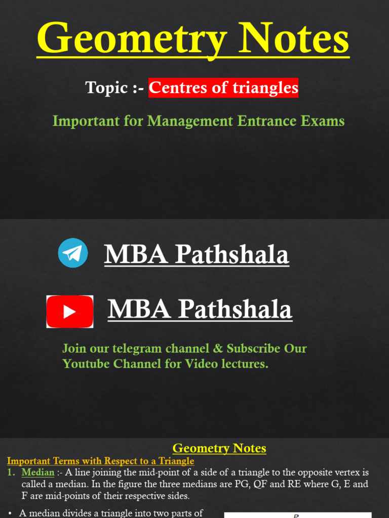 Geometry Notes Centres of Triangles | PDF | Triangle | Euclid