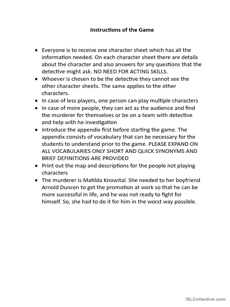 Murder Mystery Conversation Game (Part 1) | PDF | Linguistics | Syntax