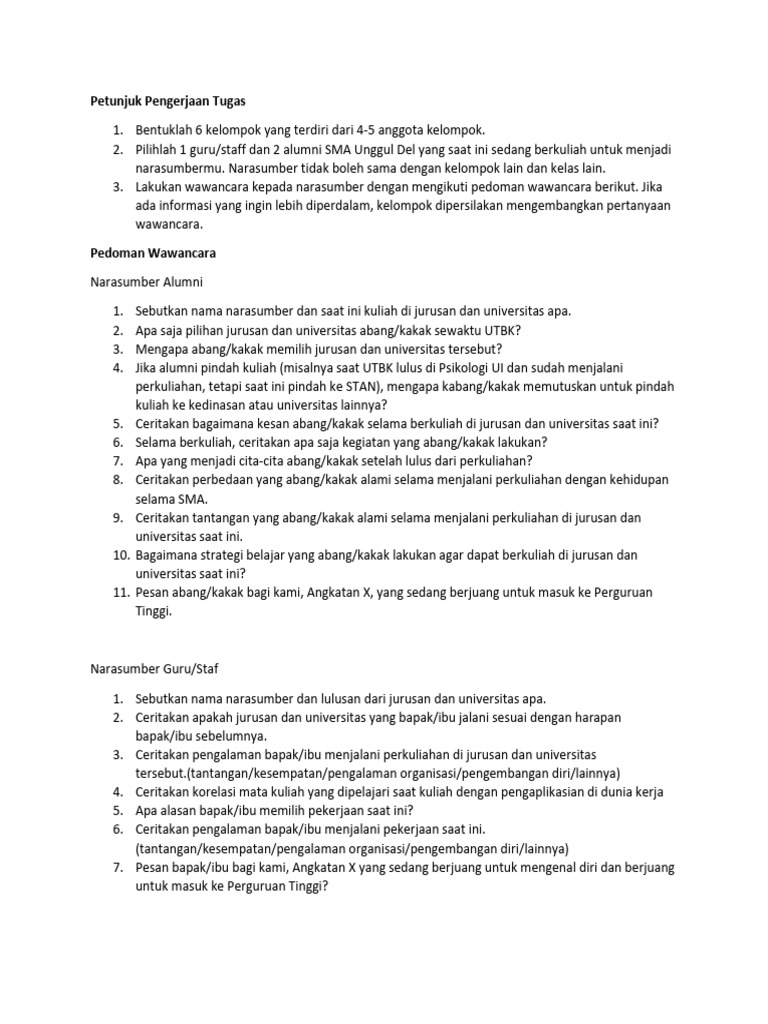 Petunjuk Pengerjaan Tugas | PDF