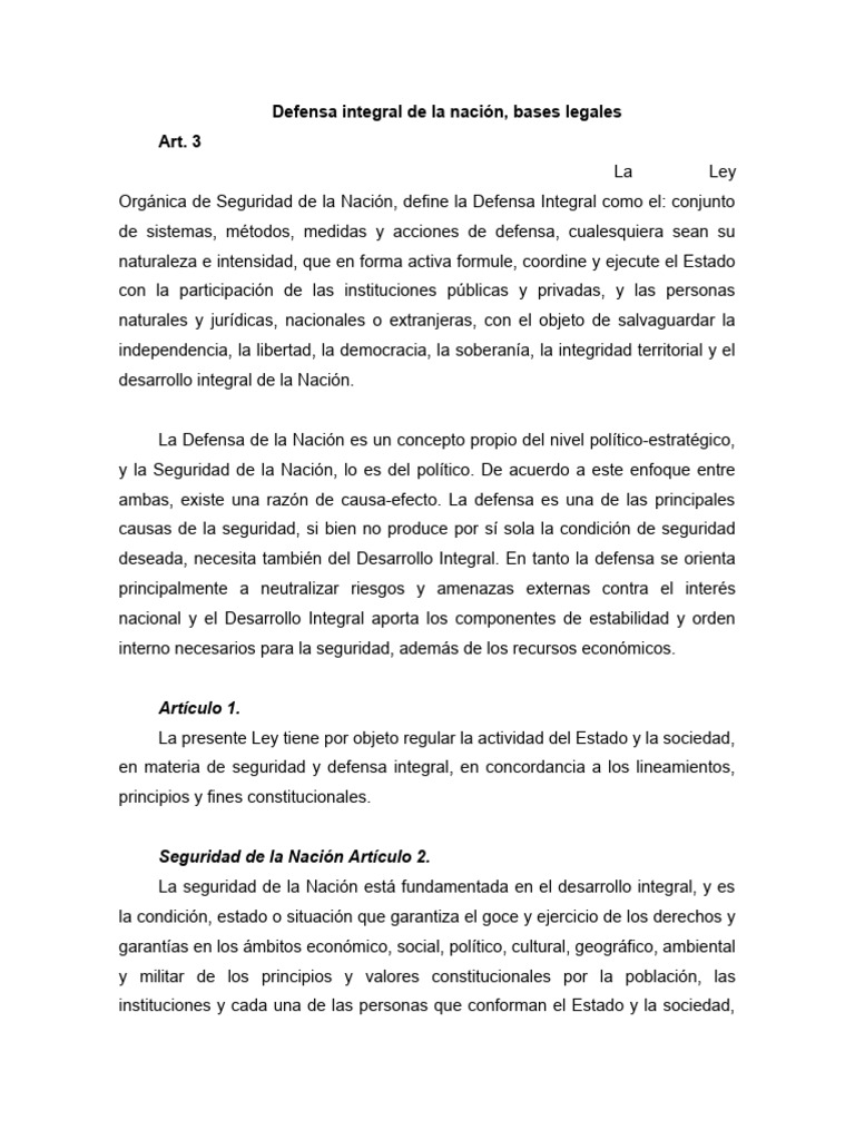 Defensa Integral y Seguridad Nacional | PDF | Nación | Valores