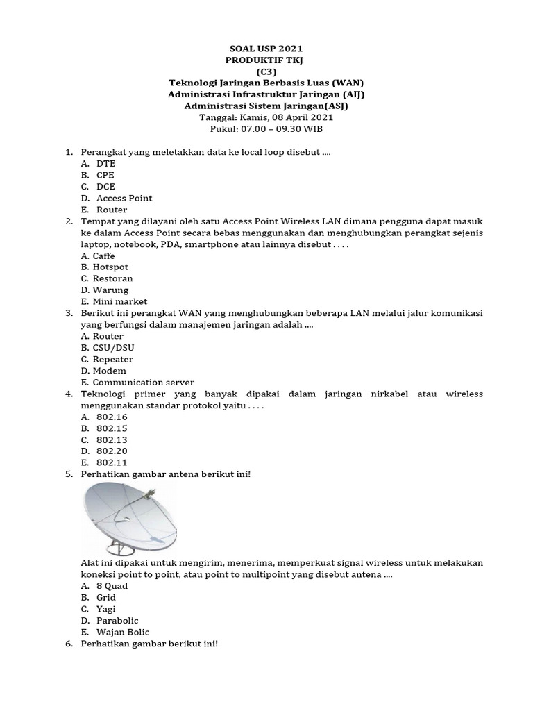 2021 - USP PRO TKJ C3 - (WAN - AIJ - ASJ) Kamis - 8 April 2021 | PDF | Seni | Komputer