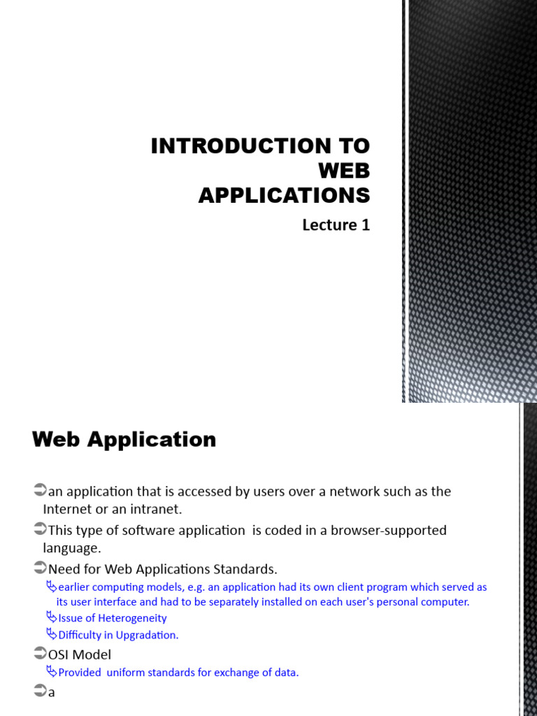 Lecture 1 Introduction To Web Applications | PDF | World Wide Web | Internet & Web