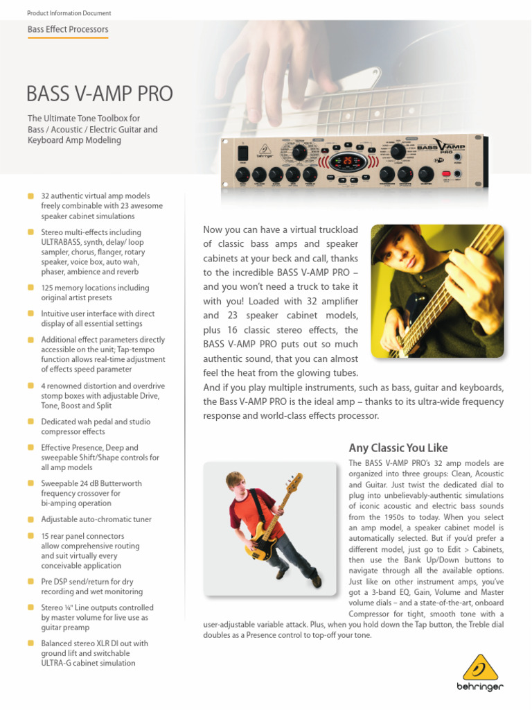 Behringer BASS V-AMP PRO Overview | PDF | Sound | Electronics