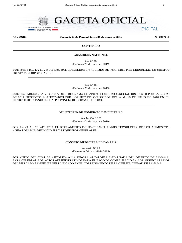Reglamento DGNTI-COPANIT 21-2019 | PDF | Panamá | Gobierno