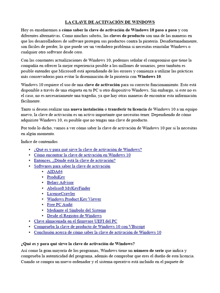 Clave Activación Windows 10: Guía Completa | PDF | Windows 10 ...