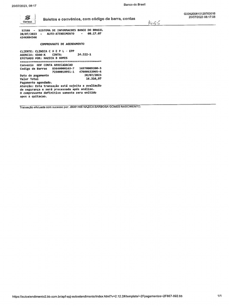Guia Do Iss Comp. Junho 2023 + Comprovante de Pgto | PDF